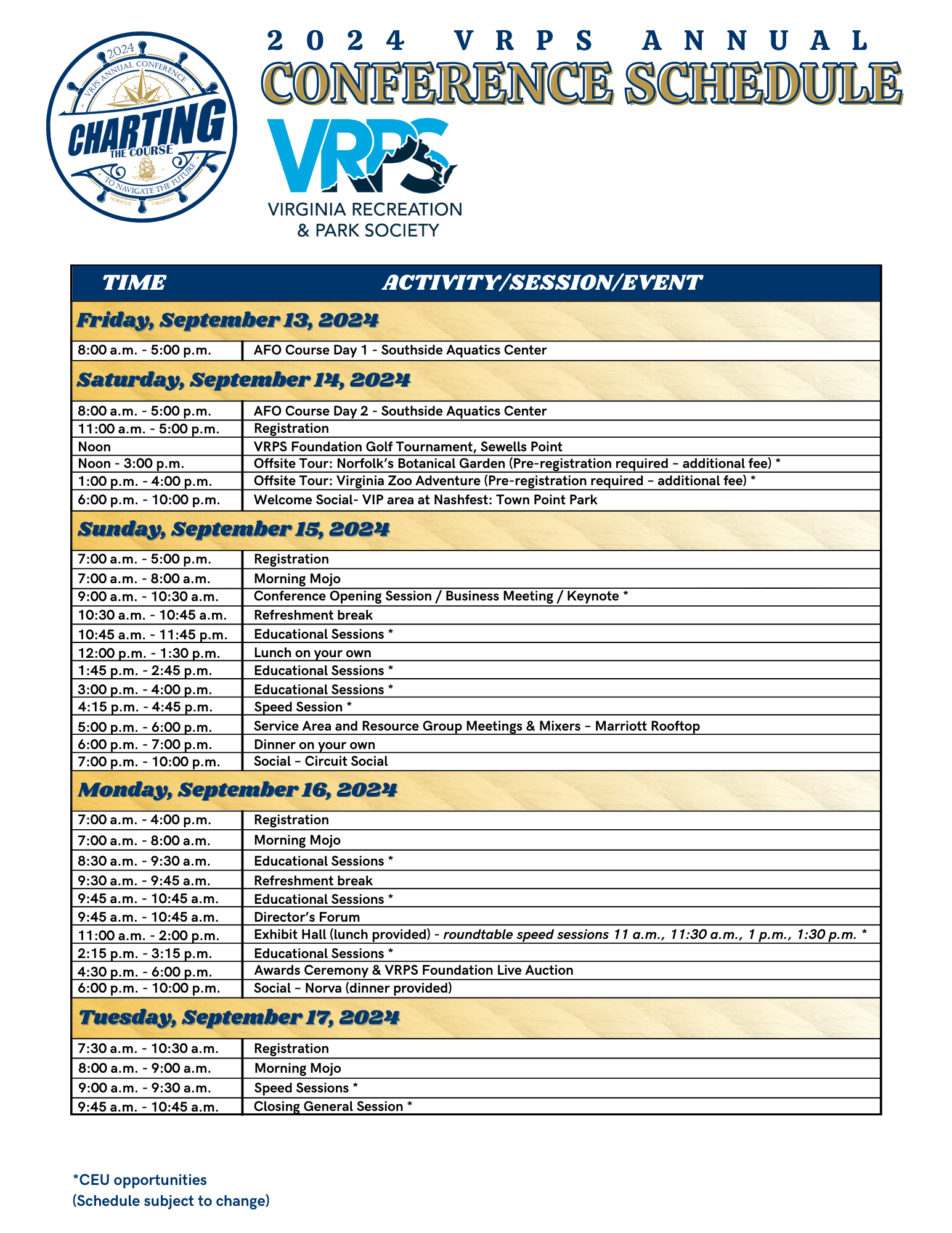 Conference Schedule 2024